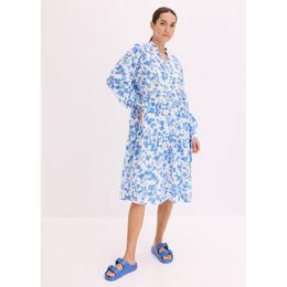 bonprix Tunika-Kleid aus flie&szlig;ender Viskose, blau, Viskose