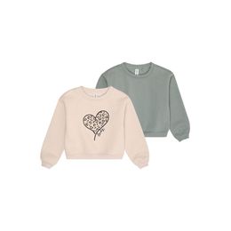 ABOUT YOU Sweatshirt 'Suzi' M&auml;dchen Gr&ouml;&szlig;e 110/116 beige / dunkelbraun / smaragd / puder