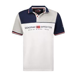 Geographical Norway Poloshirt "Kondo" in Hellgrau/ Wei&szlig;/ Dunkelblau - 62% | Gr&ouml;&szlig;e 140 | Kinder-oberteile