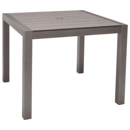 Ambia Garden Gartentisch, Grau, Metall, Holzwerkstoff, Holzoptik, quadratisch, eckig, 87.7x74.4x87.7 cm, Gartenm&ouml;bel, Gartentische, Gartentische
