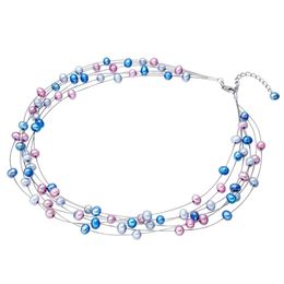 Valero Pearls Kette Damen Gr&ouml;&szlig;e 42 blau / hellblau / pink / silber