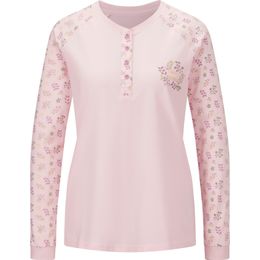 w&auml;schepur Damen Schlafanzug mit Knopfleiste hellros&eacute;-mauve-bedruckt, Gr&ouml;&szlig;e 40/42