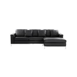 Beliani Ecksofa OSLO in Schwarz/Silber - (W) 270 x (H) 64 x (L) 151 cm | Gr.: onesize