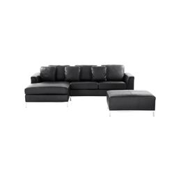 Beliani 2-tlg Ecksofa OSLO in Schwarz/Silber | Gr.: onesize