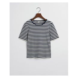 Gant SLIM STRIPED 1X1 RIBBED SS T-SHIRT in Evening Blue | Gr.: XL