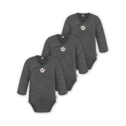 Normani Outdoor Sports 3er Pack Multipack Baby-Body Merino Wickelbody in Anthrazit | Gr.: 68