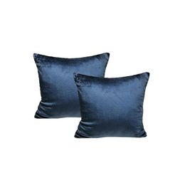 JACK 2er Set Teddy Flausch Kissenh&uuml;lle Kissenbezug in Blau | Gr.: 50x30-cm
