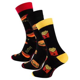 Vincent Creation Socken 'Fast Food' Herren Gr&ouml;&szlig;e 41/45 gelb / rot / schwarz
