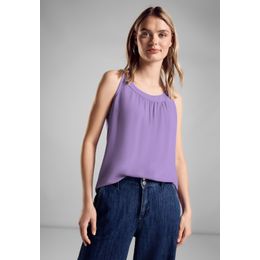 Tanktop Street One, Damen, Gr. 44, lila (bellflower lila), Stoff, Vorderseite: 100% Viskose, R&uuml;ckseite: 95% Viskose, 5% Elasthan, unifarben, Basic, gerade h&uuml;ftlang, Rundhals, B&uuml;ndchen, Tops Tanktop, mit Rundhalsausschnitt