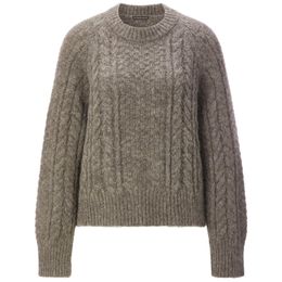 Les Racines du Ciel Damen-Zopfstrickpullover Alpaka L/XL Taupe