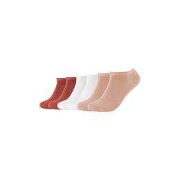 Sneakersocken s.Oliver "Sneakersocken 6er Pack", Damen, Gr. 39-42, orange (terracotta), 75% Baumwolle, 24% Polyamid, 1% Elasthan, uni, Socken Sneakersocken