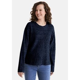 Strickpullover STOOKER WOMEN "CARO Strickpullover", Damen, Gr. 44/46, blau (blau meliert), Jersey, 94% Polyester, 3% Polyamid, 3% Elasthan, slim fit, Rundhals, Pullover Strickpullover, Strick-Pullover Rundhals f&uuml;r Damen