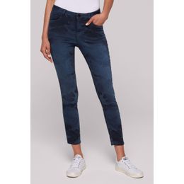 Slim-fit-Jeans SOCCX, Damen, Gr. 26, Normalgr&ouml;&szlig;en, blau, Material: 68% Baumwolle, 16% Polyester, 14% Lyocell, 2% Elasthan, tarnfarben, slim fit, Jeans Slim-fit-Jeans, mit verk&uuml;rztem Bein