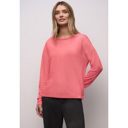 Langarmshirt Street One, Damen, Gr. 36, striking coral meliert, Stoff, 83% Viskose, 17% Polyester, meliert, normal normal, Rundhals, B&uuml;ndchen, Shirts Langarmshirt, im Melange Look