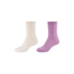 Socken s.Oliver "Socken 2er Pack", Damen, Gr. 35-38, lila (lavender), 98% Polyester, 2% Elasthan, Zopfmuster, Socken Socken