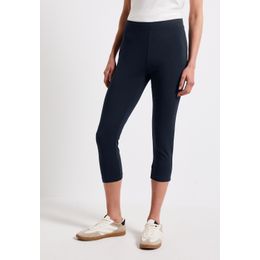 Leggings Street One, Damen, Gr. 32, blau (tiefblau), Web, 95% Baumwolle, 5% Elasthan, unifarben, skinny fit 3/4-L&auml;nge, Hosen Leggings, mit Elastikbund