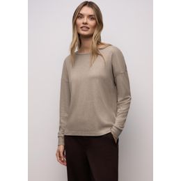 Langarmshirt Street One, Damen, Gr. 34, light terra mocha meliert, Stoff, 83% Viskose, 17% Polyester, meliert, normal normal, Rundhals, B&uuml;ndchen, Shirts Langarmshirt, im Melange Look
