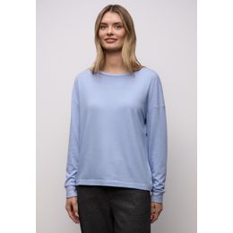 Langarmshirt Street One, Damen, Gr. 36, frosted blau meliert, Stoff, 83% Viskose, 17% Polyester, meliert, normal normal, Rundhals, B&uuml;ndchen, Shirts Langarmshirt, im Melange Look