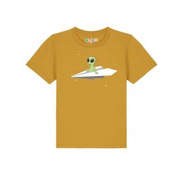 Watabout.kids Shirt 'Alien on a Paper Plane' boy Yellow size 134/146