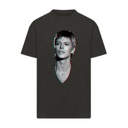 F4NT4STIC T-Shirt 'TV Times Pop Star David Bowie Portrait 1977' Herren Gr&ouml;&szlig;e XXL hellgrau / schwarz