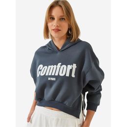 Bianco Lucci Sweatshirt Damen Gr&ouml;&szlig;e S/M dunkelgrau / wei&szlig;