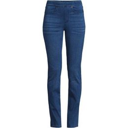 LANDS' END Mid Waist Straight Knit Jeans, Damen,  Blau, Baumwoll-Mischung/Polyester-Mischung, by Lands' End