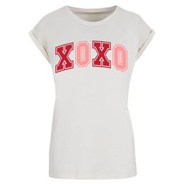 F4NT4STIC T-Shirt 'Xoxo Varsity College Style Valentinstag' Damen Gr&ouml;&szlig;e M sand / hellpink / rot