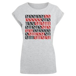 F4NT4STIC T-Shirt 'I Love You 01001001 Binary Code Valentinstag' Damen Gr&ouml;&szlig;e XXXL grau / rot / schwarz