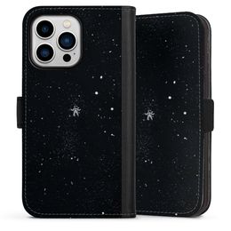 DeinDesign iPhone 13 Pro Handy Klapph&uuml;lle Handyh&uuml;lle aus Kunst Leder schwarz Flip Case Space Weltall Astronaut Sideflip mit Lasche