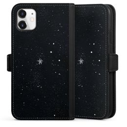 DeinDesign iPhone 11 Handy Klapph&uuml;lle Handyh&uuml;lle aus Kunst Leder schwarz Flip Case Space Weltall Astronaut Sideflip mit Lasche