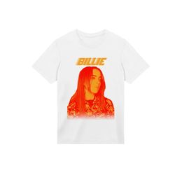 F4NT4STIC T-Shirt 'Billie Eilish Portrait' Herren Gr&ouml;&szlig;e S orange / rot / wei&szlig;