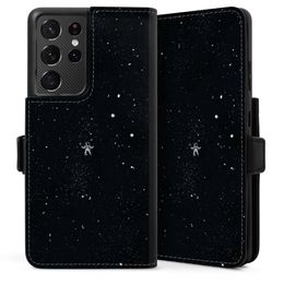 DeinDesign Galaxy S21 Ultra 5G Handy Klapph&uuml;lle Handyh&uuml;lle aus Kunst Leder schwarz Flip Case Space Weltall Astronaut Sideflip mit Lasche