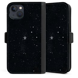 DeinDesign iPhone 13 Handy Klapph&uuml;lle Handyh&uuml;lle aus Kunst Leder schwarz Flip Case Space Weltall Astronaut Sideflip mit Lasche