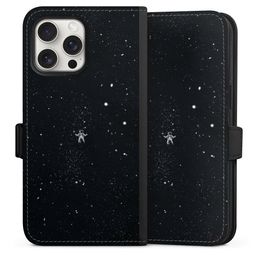 DeinDesign iPhone 15 Pro Max Handy Klapph&uuml;lle Handyh&uuml;lle aus Kunst Leder schwarz Flip Case Space Weltall Astronaut Sideflip mit Lasche