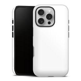 DeinDesign iPhone 16 Pro Handy Panzer Handyh&uuml;lle robuste Outdoor H&uuml;lle Schutzh&uuml;lle gl&auml;nzend Unicoloured White Colour Tough Case