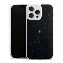 DeinDesign iPhone 15 Pro Max Handy Silikon H&uuml;lle Case wei&szlig; Handyh&uuml;lle Space Weltall Astronaut Silikon Case