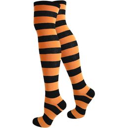 Normani Overknee Str&uuml;mpfe Damen Gr&ouml;&szlig;e 36/41 orange / schwarz