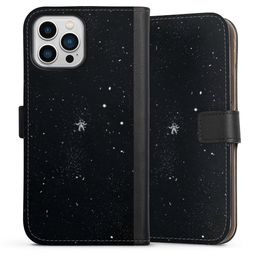 DeinDesign iPhone 13 Pro Max Handy Klapph&uuml;lle Handyh&uuml;lle aus Kunst Leder schwarz Flip Case Space Weltall Astronaut Sideflip mit langer Lasche