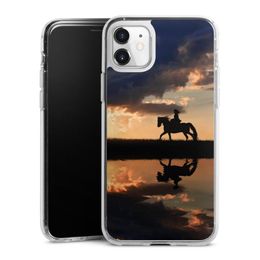 DeinDesign iPhone 11 Handy Silikon H&uuml;lle Case transparent Handyh&uuml;lle Sunset Horseback Riding Horse Silikon Case