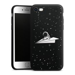 DeinDesign iPhone SE (2020) Handy Premium Silikon H&uuml;lle Handyh&uuml;lle schwarz Case Astronaut Comic Paper Silikon Premium Case