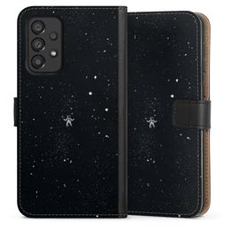 DeinDesign Galaxy A33 5G Handy Klapph&uuml;lle Handyh&uuml;lle aus Kunst Leder schwarz Flip Case Space Astronaut Weltall Sideflip mit langer Lasche
