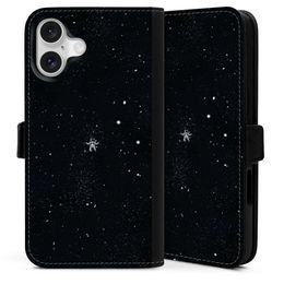 DeinDesign iPhone 16 Plus Handy Klapph&uuml;lle Handyh&uuml;lle aus Kunst Leder schwarz Flip Case Space Weltall Astronaut Sideflip mit Lasche