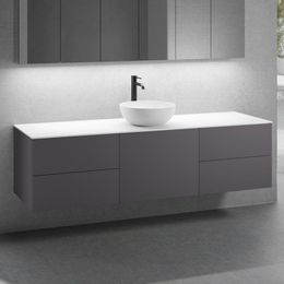 neoro n50 M&ouml;belanlage B: 180 cm mit 5 Ausz&uuml;gen, Waschtisch &Oslash; 40 cm wei&szlig; matt,, BN0064WM+2#BN0421GR+BN0431GR+BN0409WM,