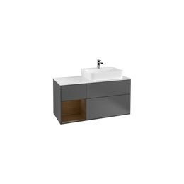 Villeroy & Boch V&B Waschtischunterschrank Abdeckplatte Gl. wh. m Finion 120cm, Reg li wal ven, Anthracite matt ; Villeroy & Boch (F141GNGK)