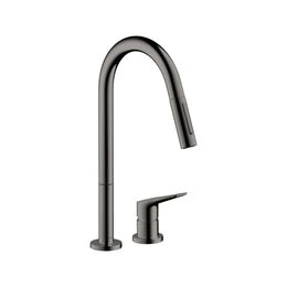 Hansgrohe 2-Loch-Sp&uuml;ltisch-Einhebelmischer 220 Axor Citterio M mit Ausziehbrause, polished black chrome (34822330)