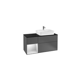 Villeroy & Boch V&B Waschtischunterschrank Abdeckplatte Gl. bla m Finion 120cm, Reg li wh. m Lac, Anthracite matt ; Villeroy & Boch (F142MTGK)