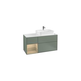 Villeroy & Boch V&B Waschtischunterschrank Abdeckplatte Gl. wh. m Finion 120cm, Reg li Oa ven, Olive Matt Lacquer ; Villeroy & Boch (F141PCGM)