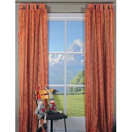 Gardine "Wallersee" Gr. 1, rot (terra, burgund), B:120cm H:245cm, Polyester, HOSSNER - ART OF HOME DECO, Gardinen, Gardine, Schlaufenschal im zeitlosen Design