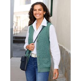 Strickweste Casual Looks, Damen, Gr. 38, gr&uuml;n (jade), 58% Polyester, 42% Baumwolle, unifarben, Westen Strickweste