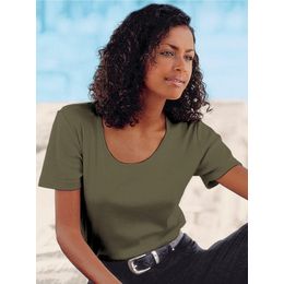 Rundhalsshirt Casual Looks "Shirt", Damen, Gr. 36, gr&uuml;n (oliv), 100% Baumwolle, unifarben, Rundhals, Shirts Rundhalsshirt